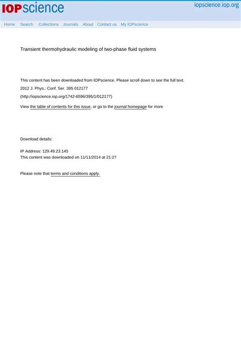 Pdf Transient Thermohydraulic Modeling Of Two Phase Fluid Systems Dokumen Tips