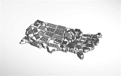3d Design Us Map Puzzle With State Names Tinkercad