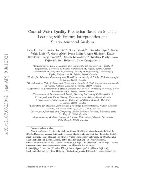 Pdf Coastal Water Quality Prediction Based On Machine Learning With