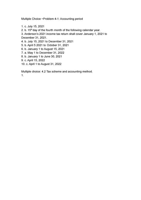 multiple choice 4 multiple choice multiple choice ~problem 4 1 accounting period c july 15