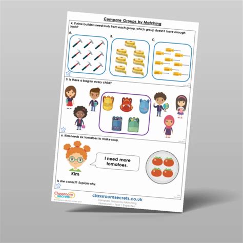 Year 1 Compare Groups By Matching Homework Resource Classroom Secrets