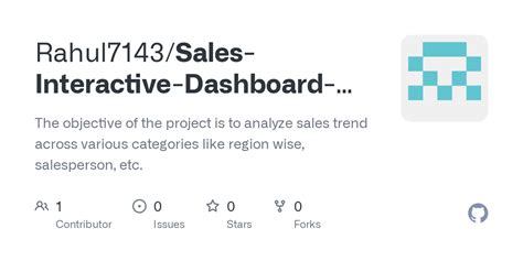 GitHub Rahul Sales Interactive Dashboard Using Excel The Objective Of The Project Is To