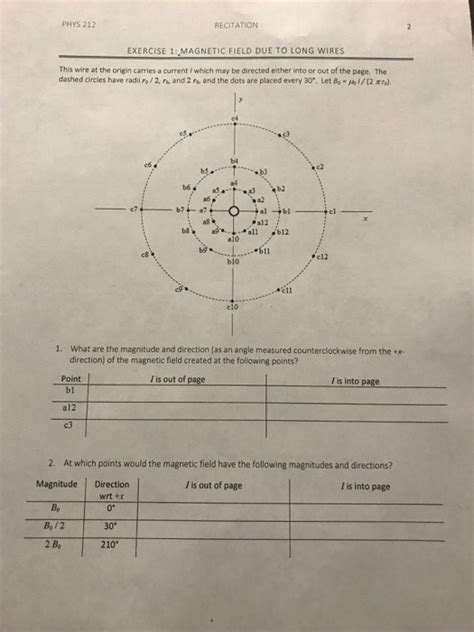 solved phys 212 recitation exercise 1 magnetic field due