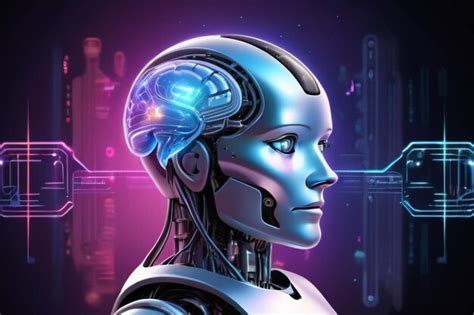 A Vivid Illustration Showcasing The Synergy Of Ai Featuring A Robot Microchip And A Digital