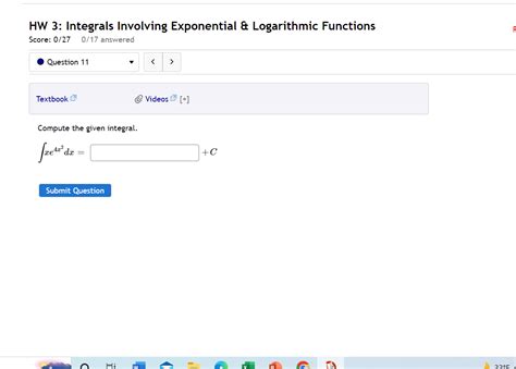 Solved HW Integrals Involving Exponential Logarithmic Chegg