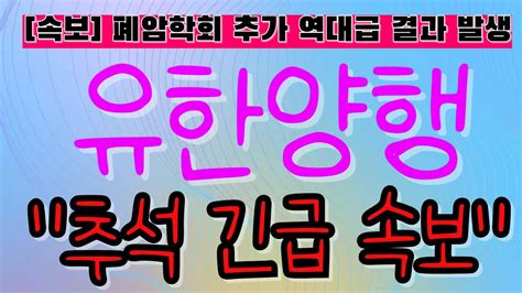 유한양행 주가 전망 폐암학회 이후 폭등소식 발생 추석 후 이 가격까지 상승하겠네요 유한양행 9월 추석 가격 Youtube