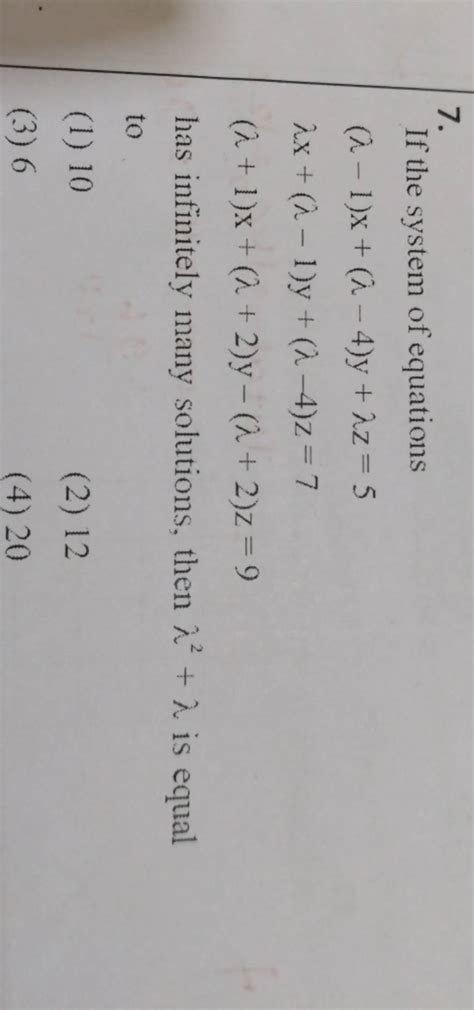 If The System Of Equations Begin{array}{l} Lambda 1 X Lambda 4 Y