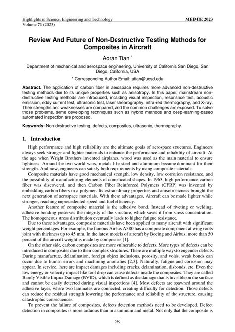 Pdf Review And Future Of Non Destructive Testing Methods For Composites In Aircraft