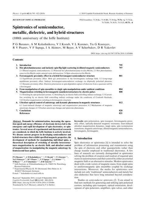 Pdf Spintronics Of Semiconductor Metallic Dielectric And Hybrid Structures