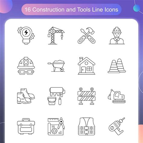 Premium Vector Construction And Tools Vector Outline Icon Set 03