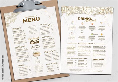 Cocktail Bar Menu Layout Stock Template Adobe Stock