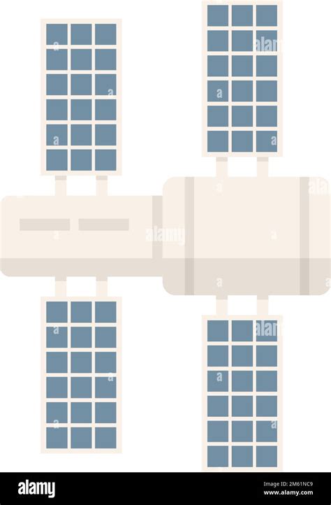 Space station icon flat vector. International satellite station ...