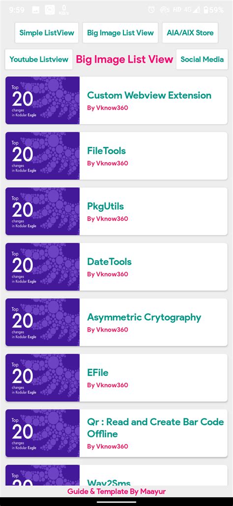 5 Different Listviews Using Dynamic Component Extension Guide
