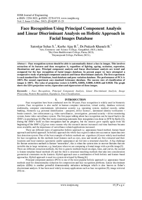 Pdf Face Recognition Using Principal Component Analysis Applied To An