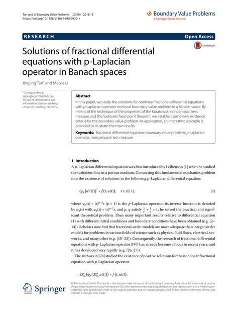 Pdf Solutions Of Fractional Differential Equations With P Laplacian