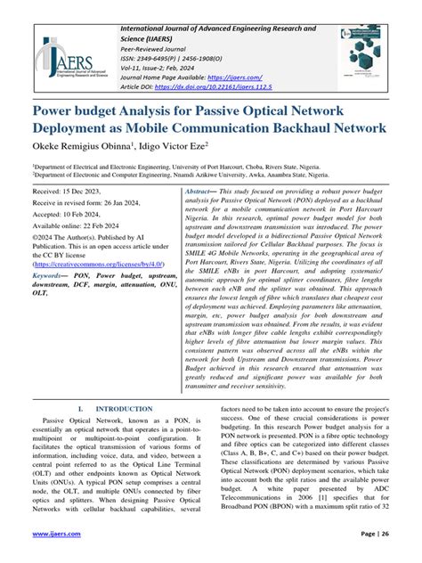 power budget analysis for passive optical network deployment as mobile