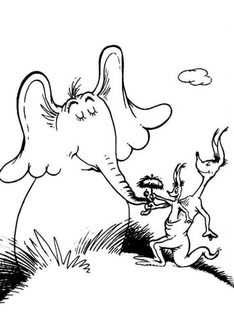 Horton Shares His Unusual Flower With A Kangaroo Coloring Page