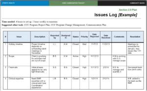 Issue Log Sheets Templates Printable Samples