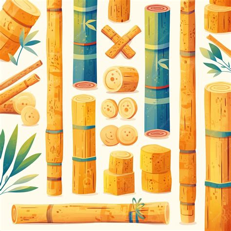 Premium Vector Thai Sugarcane Patterns With Sweet Elements