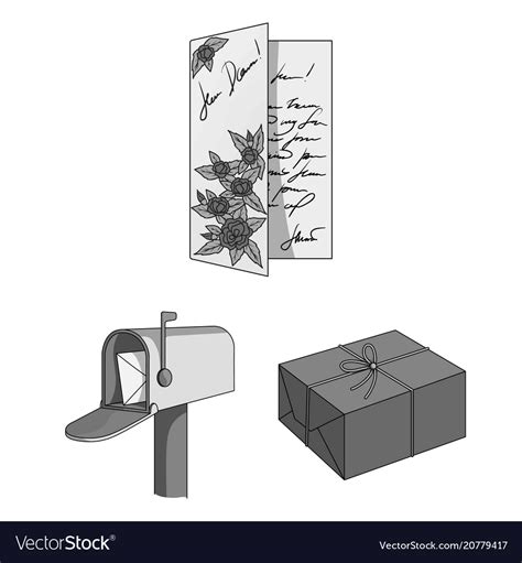 Mail And Postman Monochrome Icons In Set Vector Image