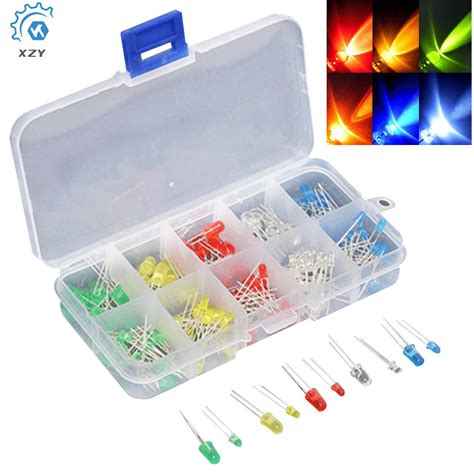 100 200 ชิ ้ น Ultra Bright 3 มม 5 สีหลอดไฟ Led กล ่ อง Assortment ไดโอดชุดสําหรับ Diy การทดลองซ