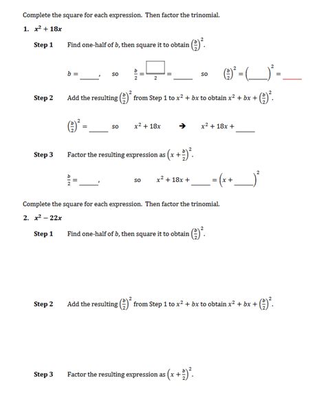 Complete The Square For Each Expression StudyX