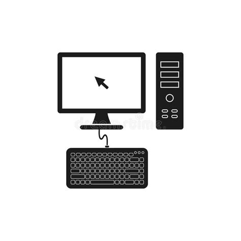 Computer CPU And Keyboard Icon Set Stock Vector Illustration Of Style Pointer 225002276