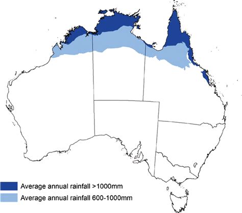 Rainfall Map Of Australia Area For 1000 Mm Annual Rainfall 472 326 Download Scientific