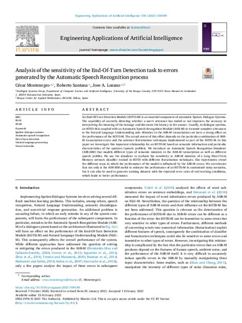 Pdf Analysis Of The Sensitivity Of The End Of Turn Detection Task To