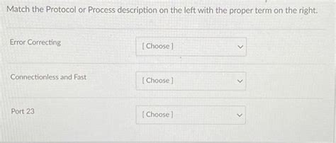 Solved Match The Protocol Or Process Description On The Left Chegg Com