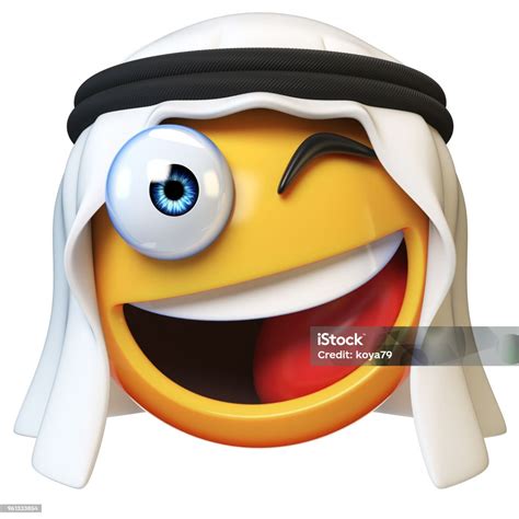 윙크 하는 얼굴 이모티콘 3d 렌더링 아라비아 웃 고 흰색 배경에 고립 아랍 이모티콘 윙크 3차원 형태에 대한 스톡 사진 및 기타 이미지 3차원 형태 볼테르 인조