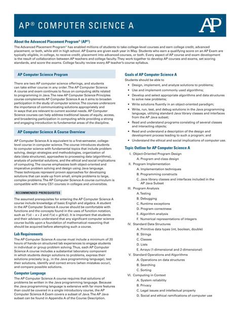 PDF AP Computer Science A Course Overview Unauthorizedmedia Collegeboard Ap Computer