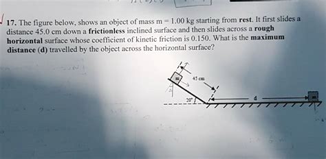solved 17 the figure below shows an object of mass m 1 00 kg starting from rest it first