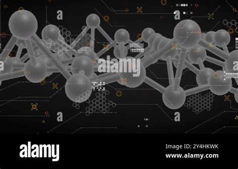 Molecular Structure And Data Visualization Animation Over Black