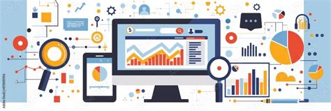 Digital Marketing Analytics And Data Visualization Illustration Of Digital Marketing Analytics
