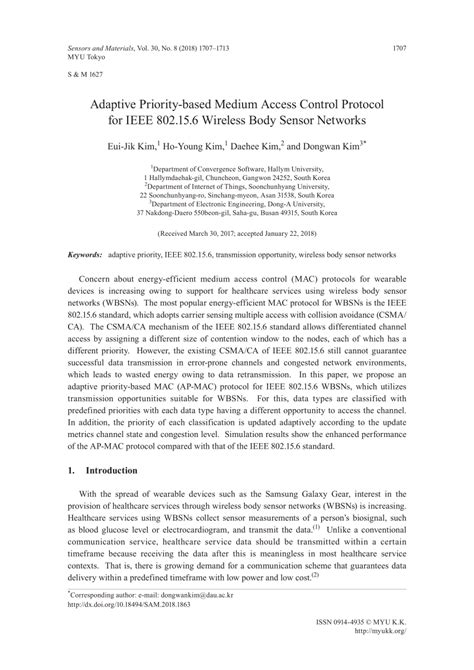 Pdf Adaptive Priority Based Medium Access Control Protocol For Ieee 802156 Wireless Body