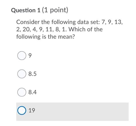 Solved Question Point Consider The Following Data Set Chegg