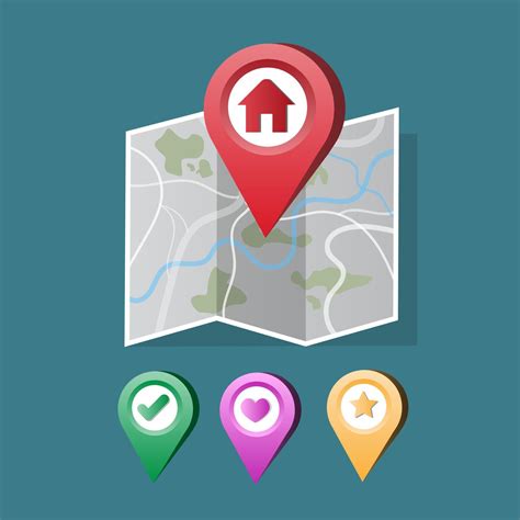 Location Map Icon Gps Pointer With Location Pin Check Mark Heart And