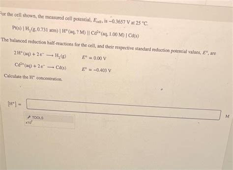 Solved Or The Cell Shown The Measured Cell Potential