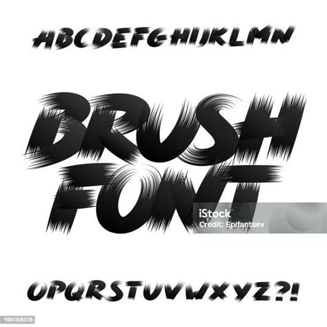 손으로 그린된 브러쉬 스트로크 알파벳 글꼴입니다 대문자 더러운 그런 지 편지입니다 공포 무서움에 대한 스톡 벡터 아트 및 기타 이미지 공포 무서움 낡은 사진 효과 사진