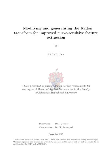 Pdf Modifying And Generalising The Radon Transform For Improved Curve