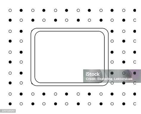 서클 라운드 물방울 무늬 직사각형 프레임 템플릿 벡터 그래픽 라인 그림입니다 흑백 배너 포스터 포장지 스티커 인쇄 현대적인 섬유 디자인 그라데이션에 대한 스톡 벡터 아트 및