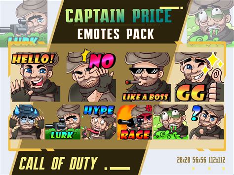 Captain Price Call Of Duty Twitch Emotes Captain Price COD Twitch Emote Pack Streamer Emotes