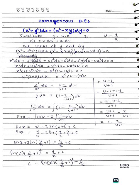 Substitution Method Of Homogeneous Equations Pdf