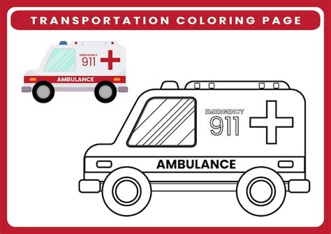 아이들을 위한 색칠 공부 페이지 테마 교통 워크시트 프리미엄 벡터
