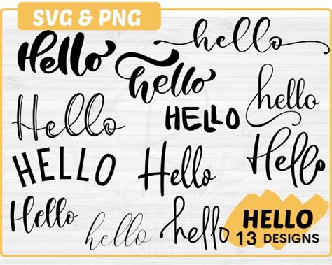 Hello Svg Bundle 13 Hello Svg Sign Hand Lettered Hello Svg Etsy