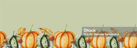 호박 가을 참나무 잎 버섯이 분리된 수채화 물감 매끄럽게 경계를 이룹니다 추수감사절 디자이너를 위한 할로윈 일러스트레이션 스크랩북 디자이너 엽서 파티 초대장 포장지 표지