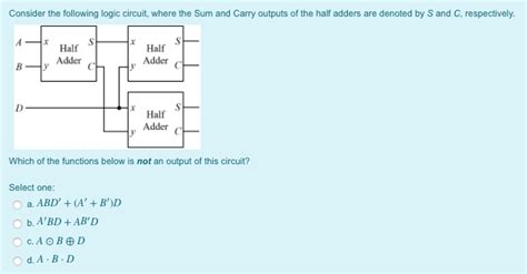 solved consider the following logic circuit where the sum