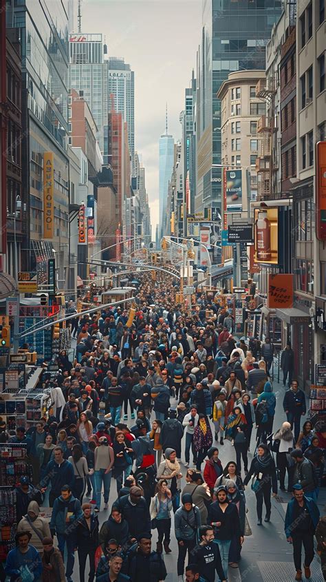 Diverse Urban Crowd A Lively Snapshot Of City Life Premium Ai Generated Image