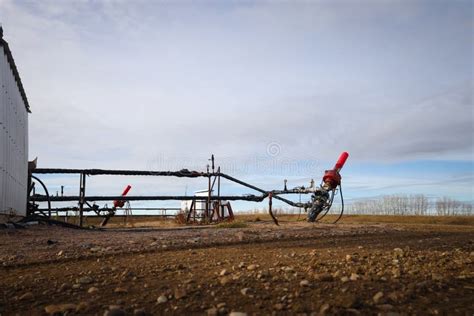 Pumping A Deviated Well With A Progressing Cavity Pumping Unit On An Oil Lease Stock Image